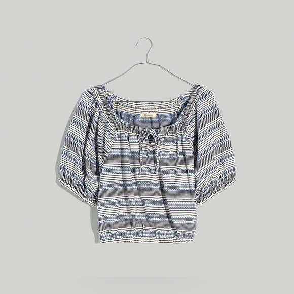 Madewell | Tops | Madewell Blue And Gray Keyhole Striped Crop Top ...
